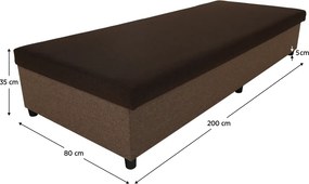 Celočalouněná válenda s molitánovou matrací, světle hnědá/hnědá, MATI