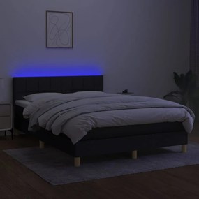 Box spring postel s matrací a LED černá 140x190 cm textil 3133711