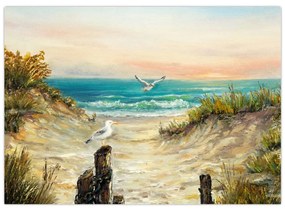 Skleněný obraz - Písečná pláž (70x50 cm)