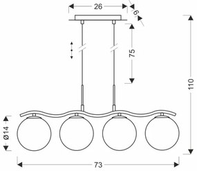Lustr na lanku LUMOS 4xG9/20W/230V kouřová černá
