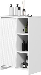 Koupelnová skříň HOMCOM, úložný nábytek se 3 otevřenými přihrádkami a 1 skříňkou s nastavitelnou policí, 53 x 30 x 80 cm, bílá