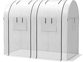 Zahradní skleník Outsunny 1,8 m² pro rajčata, rozměry 1,85D x 0,9Š x 1,5V m, 2 posuvné zipové dveře, 4 rolovací okna, ocel, PE, vysoká hustota 135 g/…