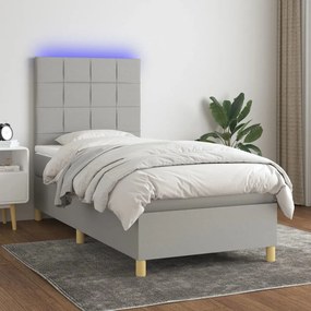 vidaXL Box spring postel s matrací a LED 100x200 cm textil [3135414] Barva: světle šedá