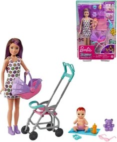 MATTEL Herní set Barbie Skipper Chůva s kočárkem / s miminkem a doplňk