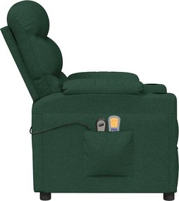 Elektrické masážní křeslo tmavě zelené textil 3143509