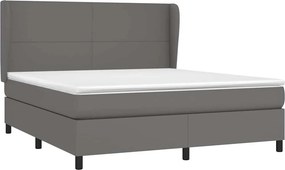 Box spring postel s matrací šedá 160x200 cm umělá kůže 3128923