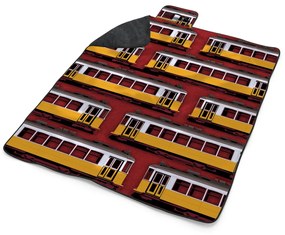 Sablio Plážová deka Lisabonské historické tramvaje Červený Pattern: 200x140 cm