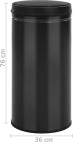 vidaXL Odpadkový koš s automatickým senzorem 70 l uhlíková ocel [322702] Barva: Černá
