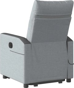 Zvedací masážní polohovací křeslo světle šedé textil 3324059