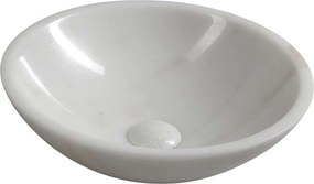 Sapho Blok - Umyvadlo na desku, průměr 40 cm, bez otvoru pro baterii, bílý mramor 2401-34