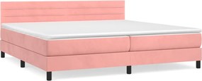 Box spring postel s matrací růžová 200x200 cm samet 3141388