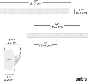 Matně bílý nástěnný věšák z borovicového dřeva 81 cm Flip – Umbra