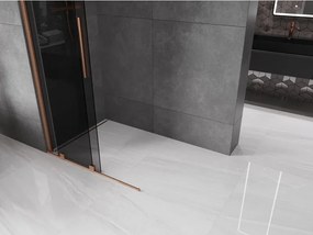 Mexen Velar, sprchová zástěna s posuvnými dveřmi Walk-in 70 x 200 cm, 8mm šedé sklo, měděná matná, 871-070-000-43-65