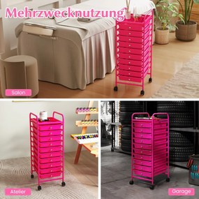 Costway Pojízdný vozík koupelnový vozík s 10 zásuvkami 33 x 37 x 86