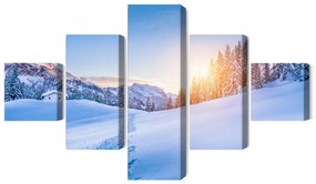 Vícedílný obraz Alpy V Zimním Období 3D Nedostatek Nedostatek Plátno Canvas 150x90