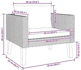 vidaXL Marketos Zahradní křeslo s poduškami polyratan béžové