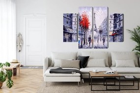 Vícedílný obraz Pohled Na Pařížskou Ulici Jako Namalovanou Nedostatek Nedostatek Přírodní plátno 120x90