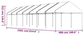 Altán se střechou bílý 15,61 x 4,08 x 3,22 m polyethylen,  3155515