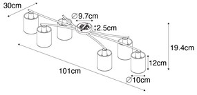 Moderní stropní svítidlo černé se zlatem 6-světlo - Lofty