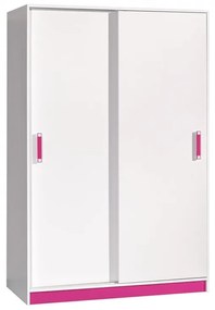 Šatní skříň s posuvnými dveřmi TRAFIKO 14 Domel 120/189/60 barva: bílý mat/růžový mat