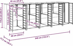 vidaXL Úložný box na 3 popelnice Antracit 340 x 77,5 x 115,5 cm Ocel [3394771]