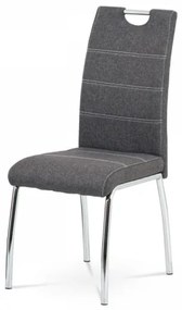 Jídelní židle šedá, bílé prošití, kovová chrom podnož, HC-485 GREY2