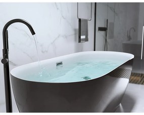 BPS-koupelny Volně stojící akrylátová vana HYD-CES518A 150x75 bílá/černá, odtokový komplet chrom