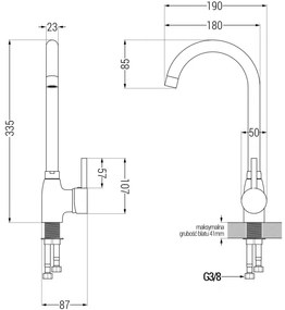 Mexen Telma kuchyňská baterie, Bílá - 670200-20