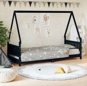 vidaXL Dětská postel 80 x 200 cm masivní borové dřevo [834496] Barva: Černá