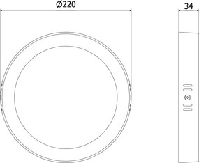 Mexen LDSR, LED stropní svítidlo, průměr 22 cm, 18W, studená - 6500K, 1440 lm, černá - L212-022-1865-70
