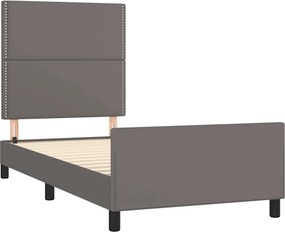 Rám postele s čelem šedý 100x200 cm umělá kůže 3125498