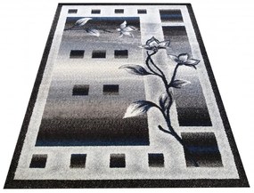 Kusový koberec moderní OTTO 02 Květy šedý modrý Rozměr: 80x150 cm