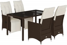 5dílný zahradní bistro set s poduškami hnědý polyratan 3276917