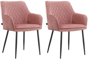 Danish style Jídelní židle Elvira (SET 2 ks), samet, růžová