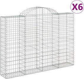 Klenuté gabionové koše 6 ks 200x30x140/160cm pozinkované železo 3146156