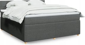Box Spring Postel S Matrací Textil Tmavě Šedá Blok se čtverci 180 x 200 c