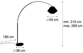 Mosazná oblouková lampa s bílým a dvojitým sametovým stínidlem zelená - XXL