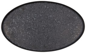 House Doctor Černý kameninový servírovací talíř Pion 30,9 x 19,6 cm