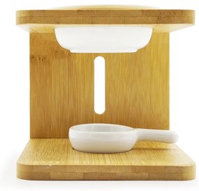 Klasická aromalampa Modern Life – s dřevěným rámem a dvěma porcelánovými miskami, moderní design