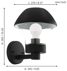 Eglo 33567 - LED Stmív. venkovní nástěnné svítidlo VERLUCCA-C 1xE27/9W/230V IP44