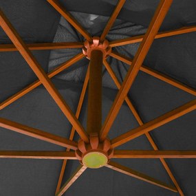 Závěsný zahradní slunečník s tyčí antracit 3x3 m masivní jedle 313774