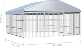 vidaXL Venkovní psí kotec se střechou 450 x 450 x 200 cm [144627]
