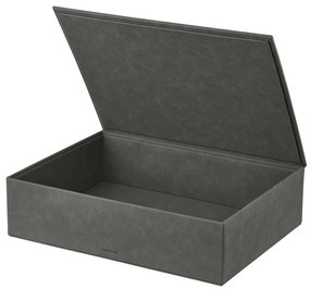 Antracitové úložné boxy v sadě 2 ks s víkem/dekorativní z umělé kůže 40x30x11 cm Sahla – Blomus