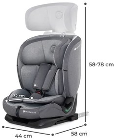 KINDERKRAFT - Autosedačka ONETO 3 i-Size (76-150 cm) + Isofix Cool grey