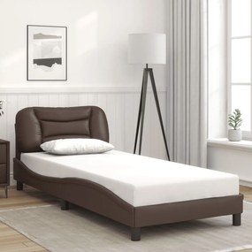 Rám postele bez matrace Hvar hnědý 90x200 cm umělá kůže 3207976