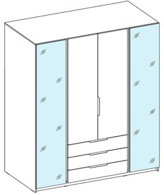 Šatní skříň KAJA 2LU 2F 3S | 200 cm | se zrcadly | VYSOKÁ | černá/evoke