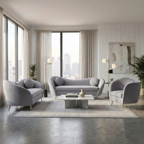 Designový 2-sed, šedá Velvet látka/gold chrom zlatá, EZIO TYP 2