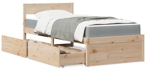 Postel se zásuvkami a matrací 90 x 190 cm masivní borovice 3281919