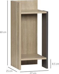 HOMCOM Šedý moderní noční stolek s otevřenou policí, sada 2 kusů z dřevotřísky pro ložnici a obývací pokoj, 27x25x60 cm
