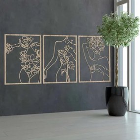 Třídílná nástěnná dekorace ženy – Moderní art umění | SENTOP HDF0480